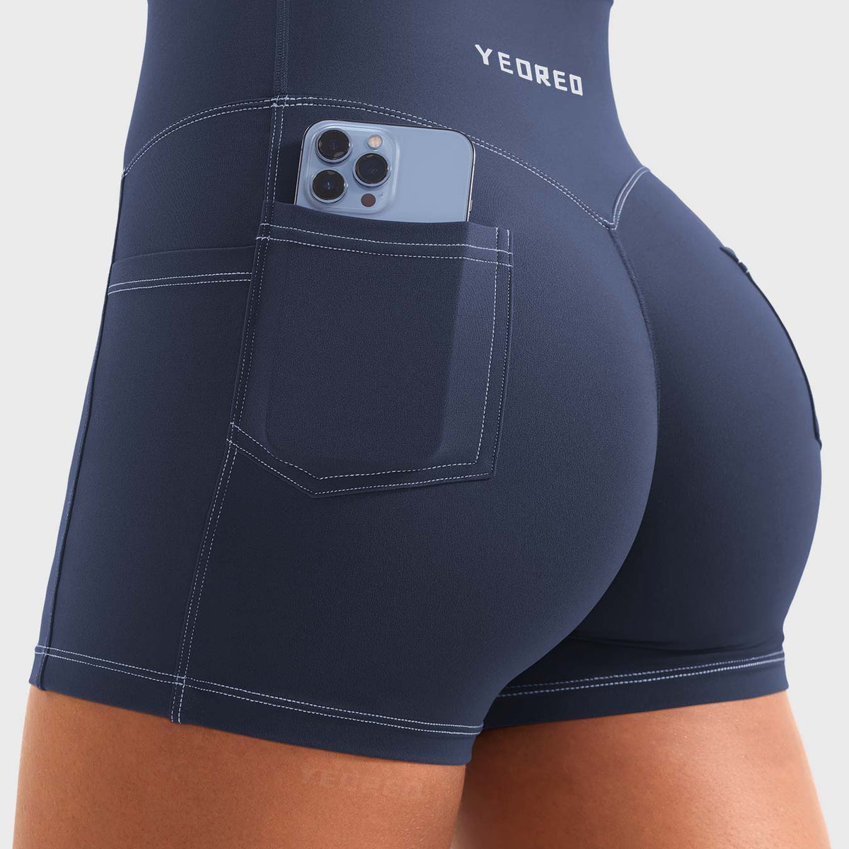 Yeoreo Bernicy High-Waist Contrast‑Stitch Gym Shorts – Cloud Soft, 4 ...